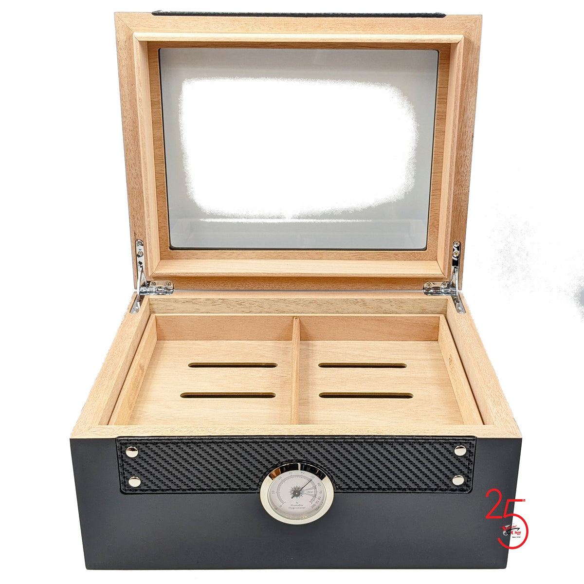 Button Glasstop 75+ Cigar Capacity Humidor + A Complimentary Bottle of ...